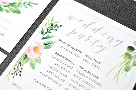 Editable Wedding Program Template Pink Blush Watercolor Florals Greenery Printable