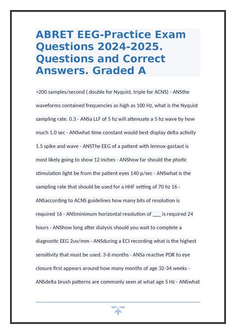 Abret Eeg Practice Exam Questions 2024 2025 Questions And Correct Answers Graded A Exams