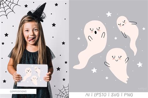 Happy Halloween Cute Ghosts Png Svg Graphic By Roskque · Creative Fabrica