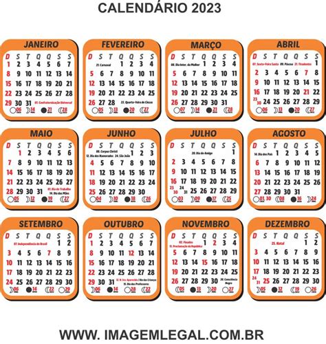 Calendário 2023 Laranja Para Colorir Imagem Legal
