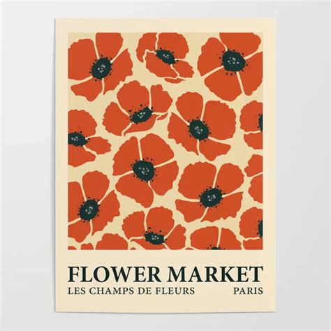 Flower Market Paris Poppy Print Museum Poster Poppies Poster Print
