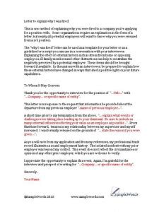 Fired Explanation Letter Template