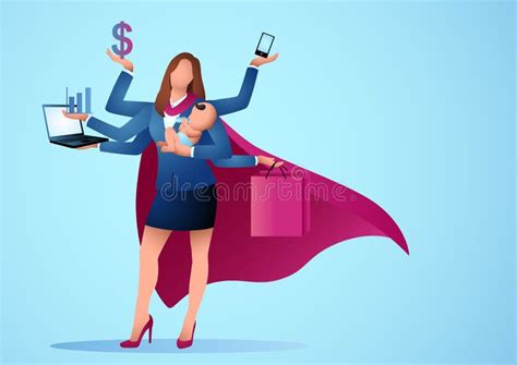 Empresário Usa Capa De Super herói Muitas Mãos Ilustração do Vetor