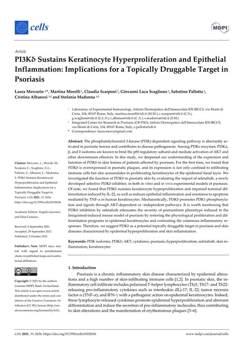 Pdf Pi3kδ Sustains Keratinocyte Hyperproliferation And Epithelial