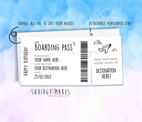Personalised Boarding Pass Surprise Trip Reveal T Faux Fake Boarding