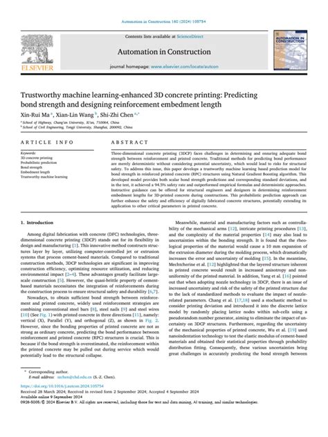 trustworthy machine learning enhanced 3d concrete printing predicting