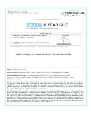 Fillable Online KEY INFORMATION MEMORANDUM SBI Mutual Fund Fax Email