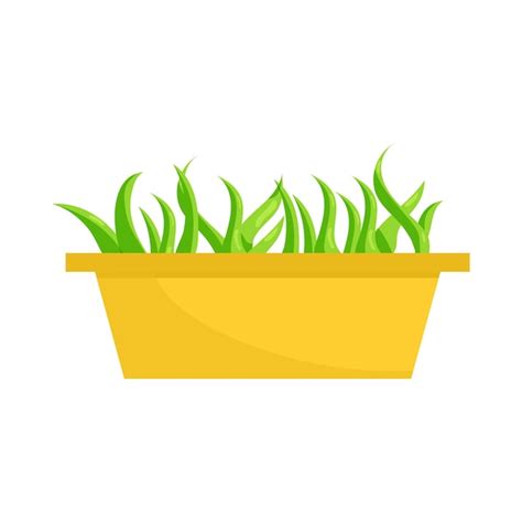 Young Sprout Seedlings In A Plastic Flower Box Icon In Cartoon Style On