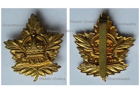 Canada Ww2 Maple Leaf Officer Cap Badge General Service Gilt Slider