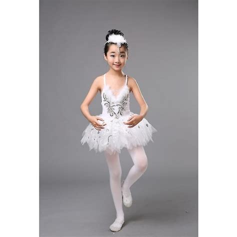 Professionell White Swan Lake Balett Tutu Dräkt Flickor Barn Ballerina