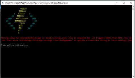 Service Bus Queue Bindings In Azure Functions VS 2017 Preview Issue