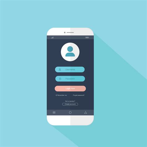 Flat Style With Ui Login To Application On The Smart Phone Screen Vector Design Element