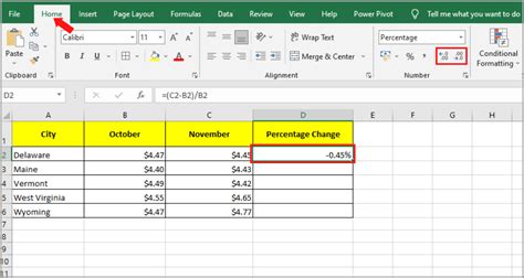 Calculating Percentage Difference In Microsoft Excel