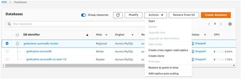 Create An Aurora Read Replica For An Rds Instance Step By Step Geekylane