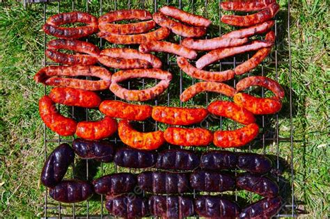 Grilled Sausages At Bar B Cue From Spain Bar B Cue Background And