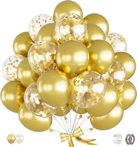 Metallic Gold Party Balloons60pcs Gold Confetti Balloons Set12 Inch
