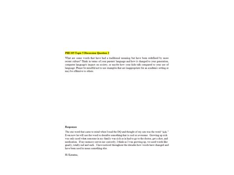 PHI Topic Discussion Question Course Exam Notes
