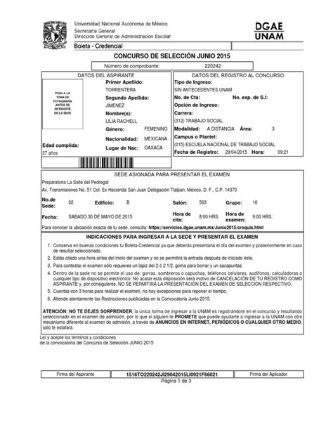 Boleta Credencial Unam Negocios