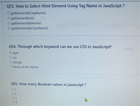 q13 how to select html element using tag name in javascript getelement