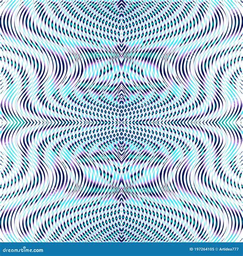 Vector Symmetrical Psychedelic Linear Background With Optical Illusion Stock Vector