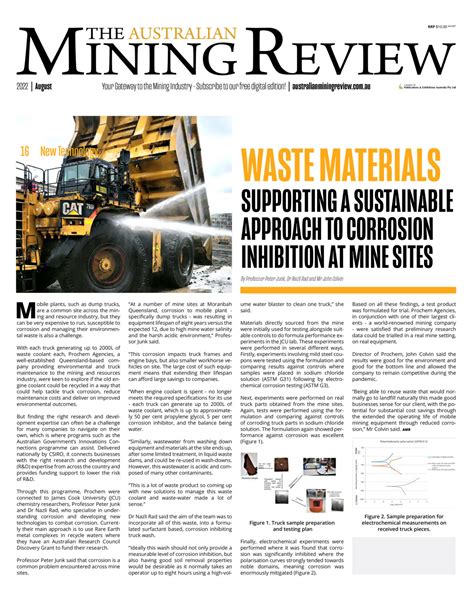The Australian Mining Review August 2022 Edition Featuring Prochem