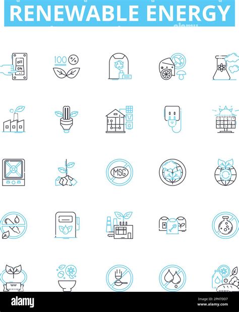Renewable Energy Vector Line Icons Set Solar Wind Hydro Biomass