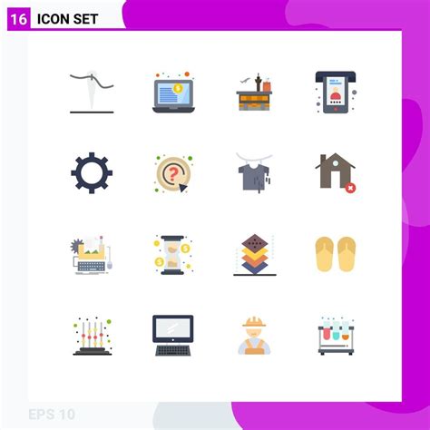 Mobile Interface Flat Color Set Of 16 Pictograms Of Management Support Shipping Phone Best