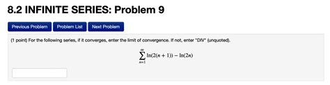 Solved INFINITE SERIES Problem Point For The Chegg