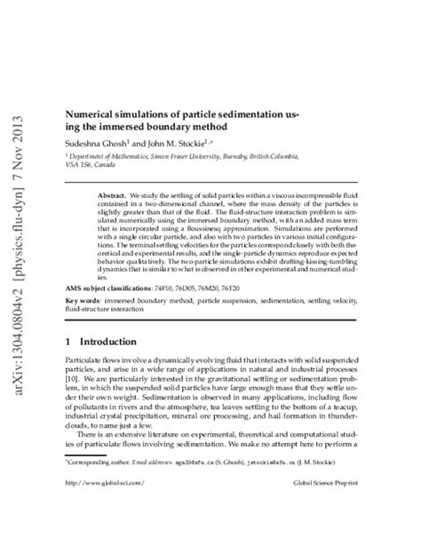 Numerical Simulations Of Particle Sedimentation Using The Immersed