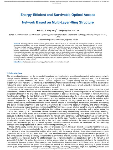 Pdf Energy Efficient And Survivable Optical Access Network Based On Multi Layer Ring Structure