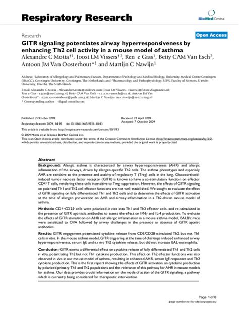Pdf Gitr Signaling Potentiates Airway Hyperresponsiveness By