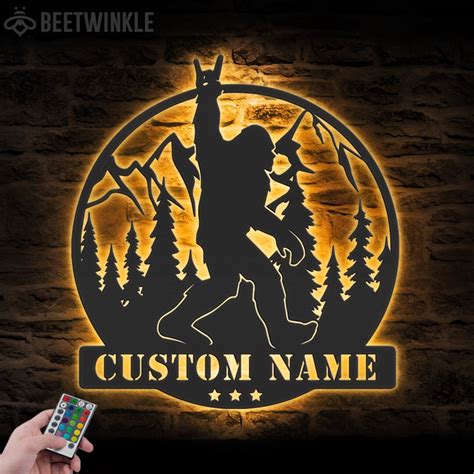 Custom Bigfoot Cut Metal Sign With Led Wall Art Led Light Personalized