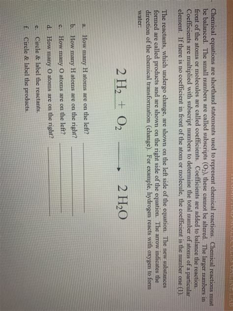 Solved Chemical Equations Are Shorthand Statements Used To Chegg