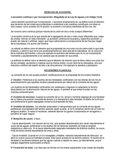 Derecho De AccesiÓn Civil Iii Apuntes De Derecho Civil Docsity