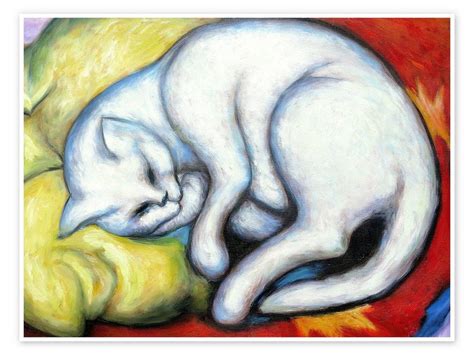 Posterlounge Poster Franz Marc Die Weiße Katze Kater Auf Gelbem