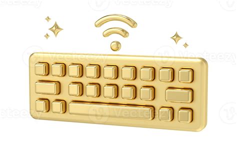 golden keyboard wireless connection 3d rendering 51039002 png
