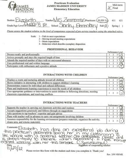 Evaluations Professional Teaching Portfolioelizabeth Dudding