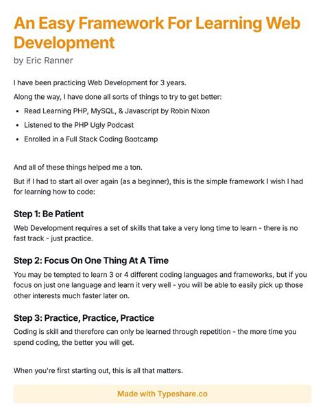 Eric Ranner On Linkedin An Easy Framework For Learning Web Development Read This Post And More On