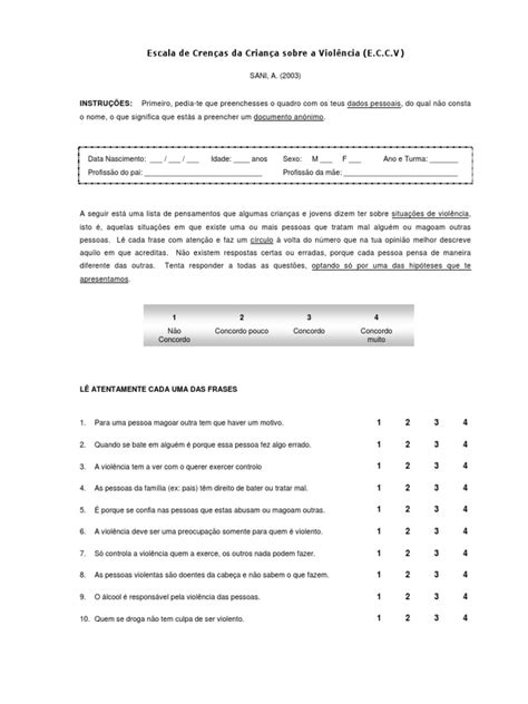 Escala Eccv Download Grátis Pdf Violência