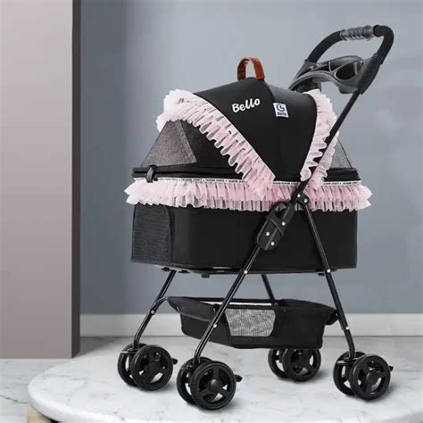 Pet Cat Stroller With Detachable Carrier Lace Design · Yeswarmg