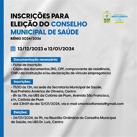 Prefeitura De Nísia Floresta EleiÇÕes Para O Conselho Municipal De