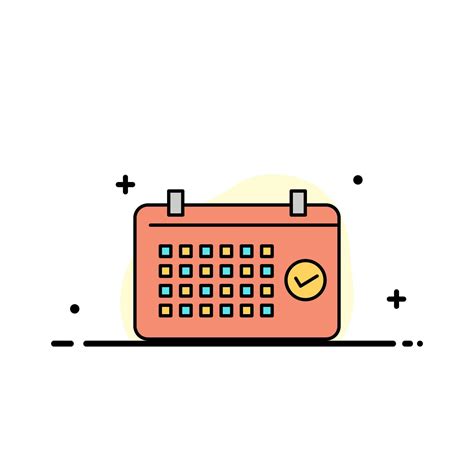 Calendar Date Month Year Time Business Flat Line Filled Icon Vector