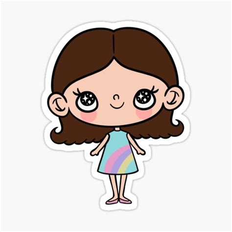 Little Kawaii Rainbow Girl Big Eyes Sticker For Sale By Freyadraws