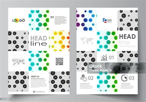 안내 책자 전단지 연례 보고서에 대 한 비즈니스 서식 파일이 표지 템플릿 A4 크기에 추상 벡터 레이아웃 화학 패턴 6 각형 디자인 분자 구조입니다 기하학적 화려한 배경