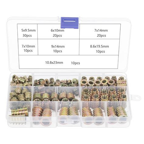 CHIFOOM 125pcs Zinc Alloy Furniture Hex Socket Screw Threaded Insert