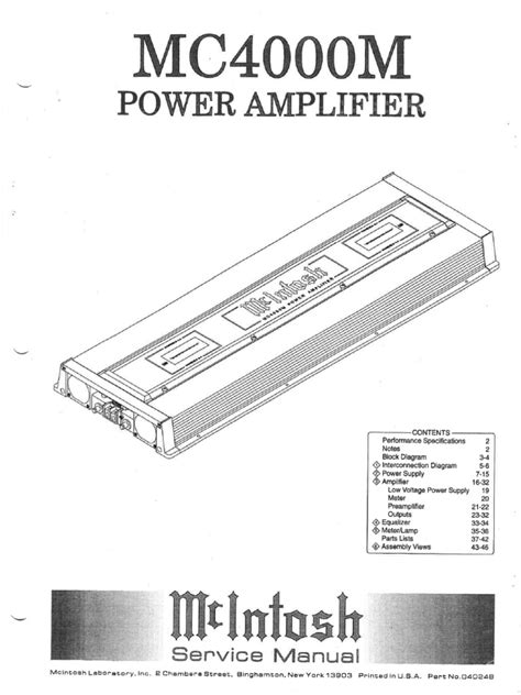 Mcintosh Mc4000m Schematic Pdf