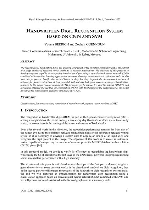 Handwritten Digit Recognition System Based On Cnn And Svm Pdf