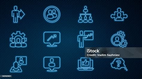 세트 라인 물음표 헤드 헌팅 계층 구조 기관 차트 그래프 일정 프로젝트 팀 베이스 팀 리더 및 아이콘 벡터 0명에 대한 스톡