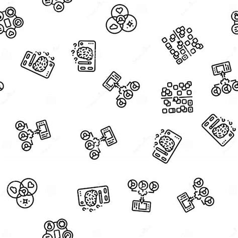 Ui Ux Digital Develop Code App Seamless Pattern Vector Stock