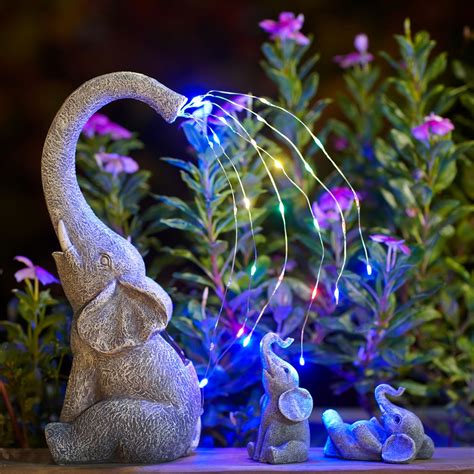 Solar Elephant Statues For Garden Decor Outdoor Sculptures For Lawn